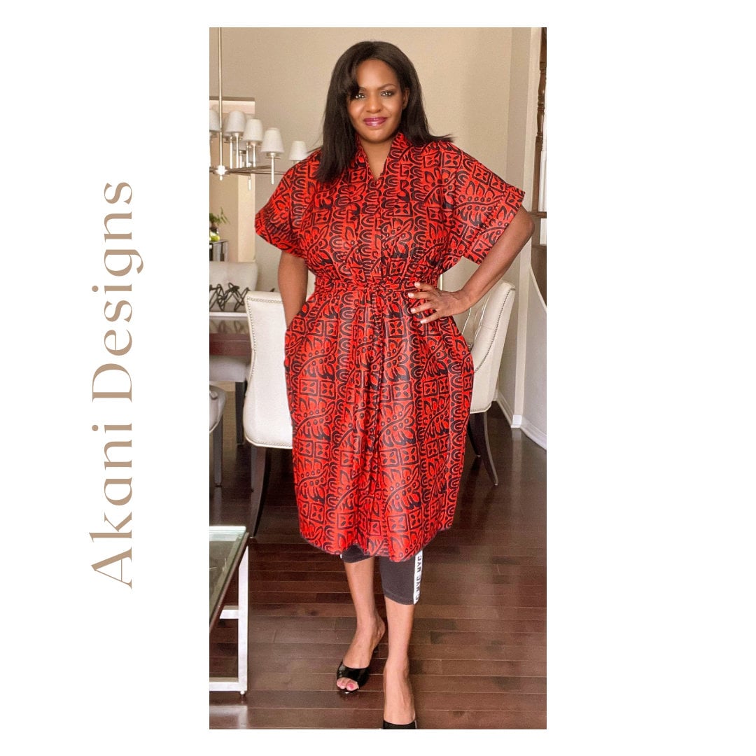 Red and Black African Print Kimono / African Outfit for Women/ Kimono for Women/ Ankara African ...