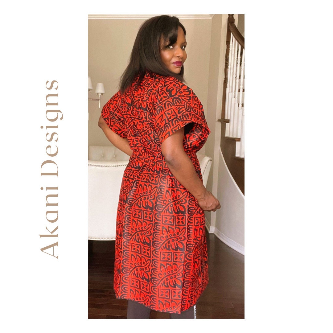 Red and Black African Print Kimono / African Outfit for Women/ Kimono for Women/ Ankara African ...