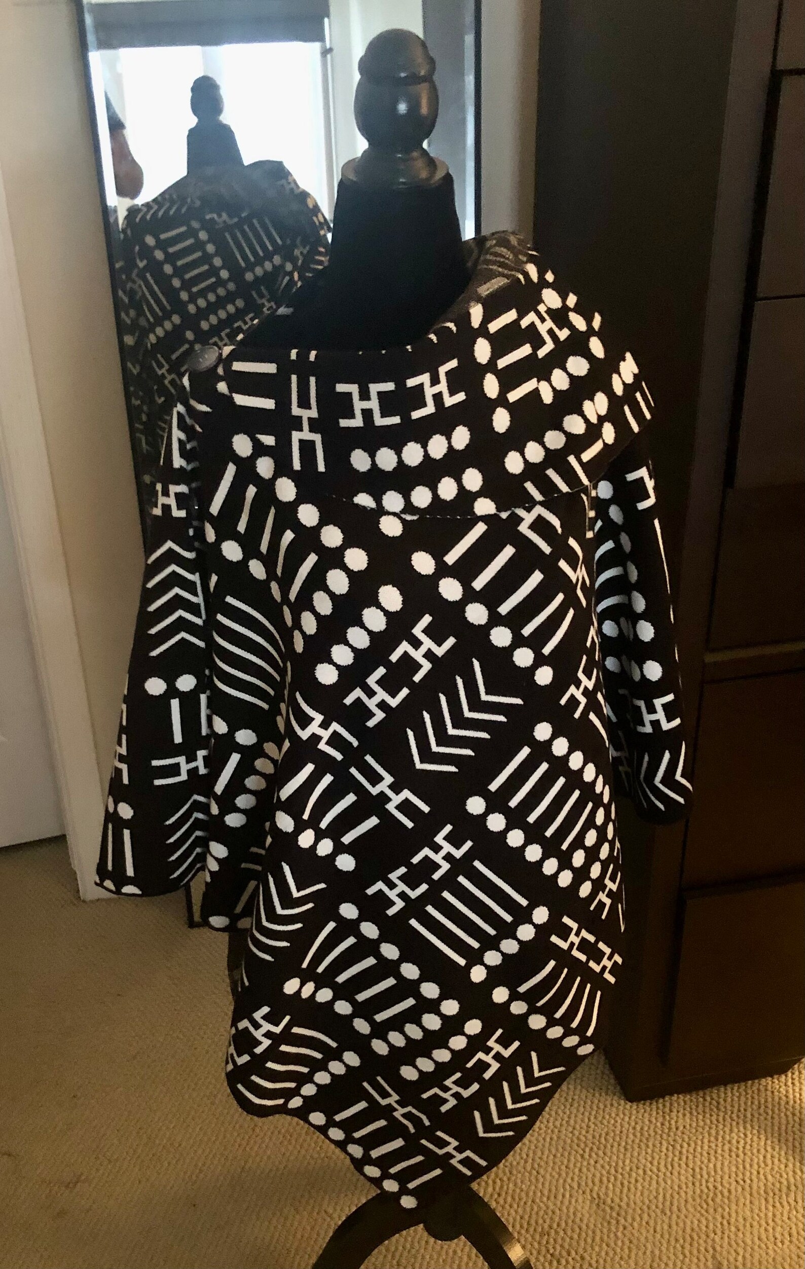 Knitted Mud Cloth Print Capes/ Bogolan Print Poncho/ Afro-centric ...