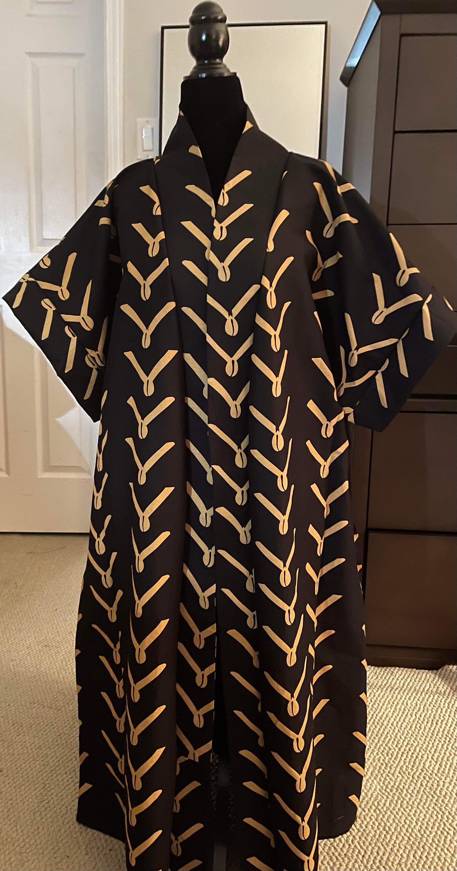 Oversized Ankara Kimono/african Dress/ Black Bogolan Duster/ African ...