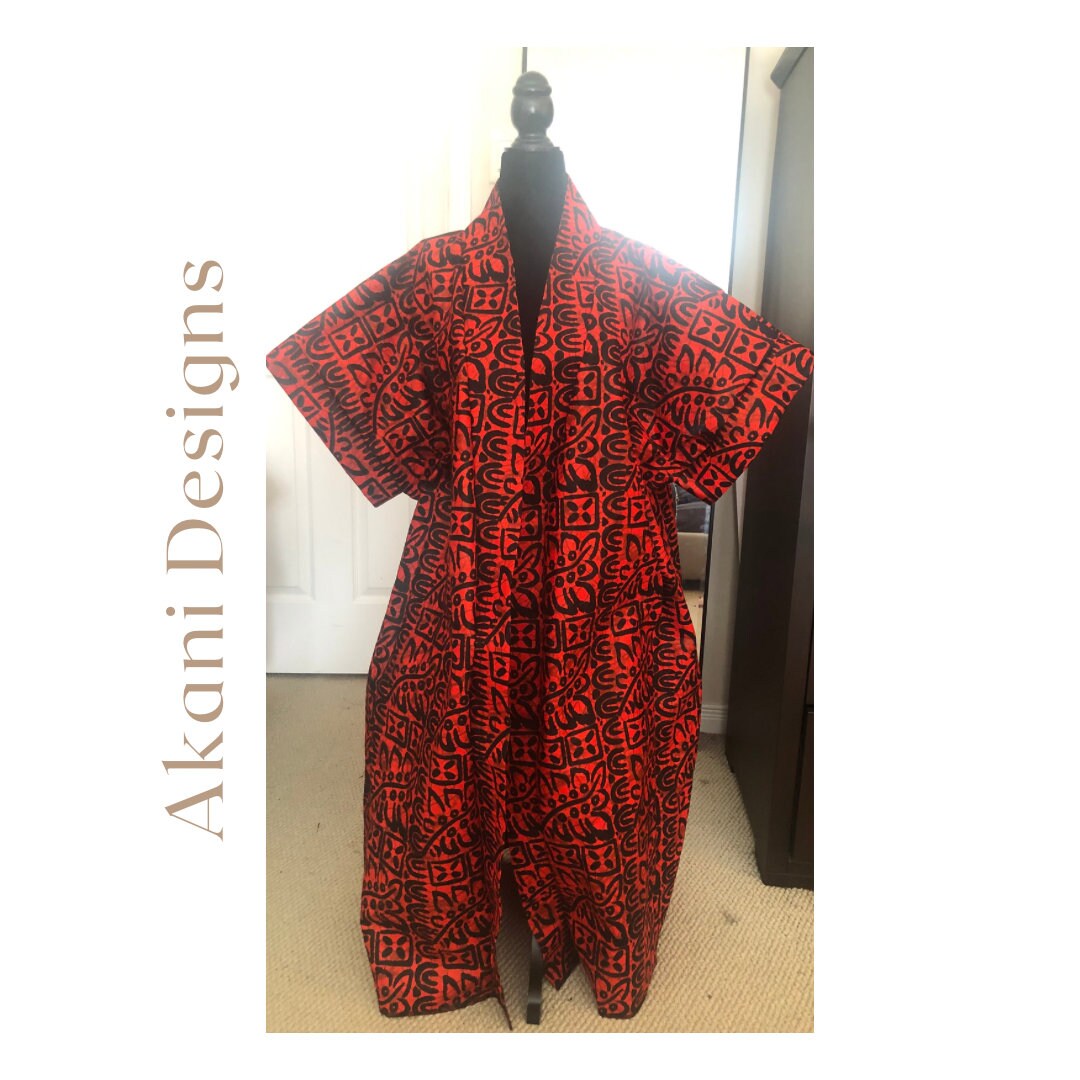 Red and Black African Print Kimono / African Outfit for Women/ Kimono for Women/ Ankara African ...
