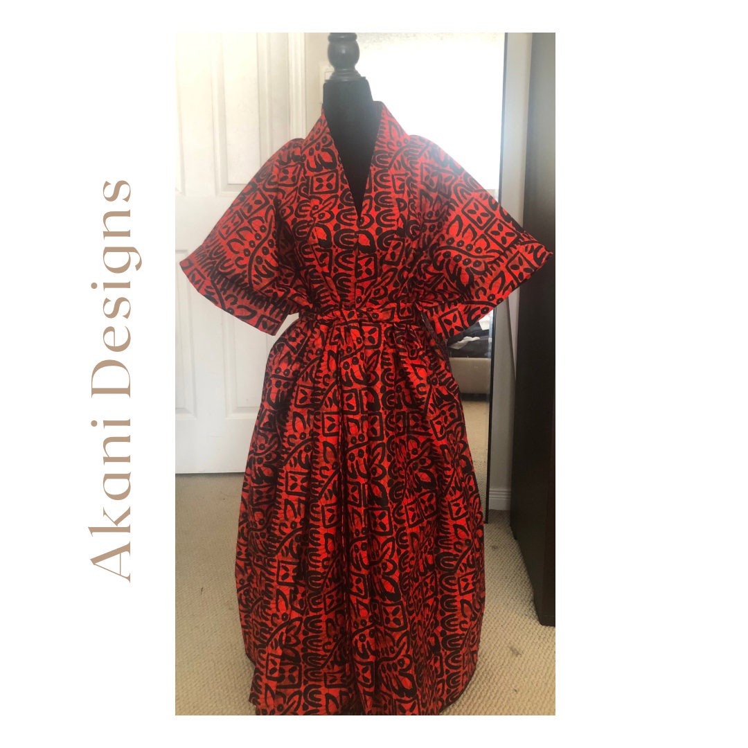 Red and Black African Print Kimono / African Outfit for Women/ Kimono for Women/ Ankara African ...