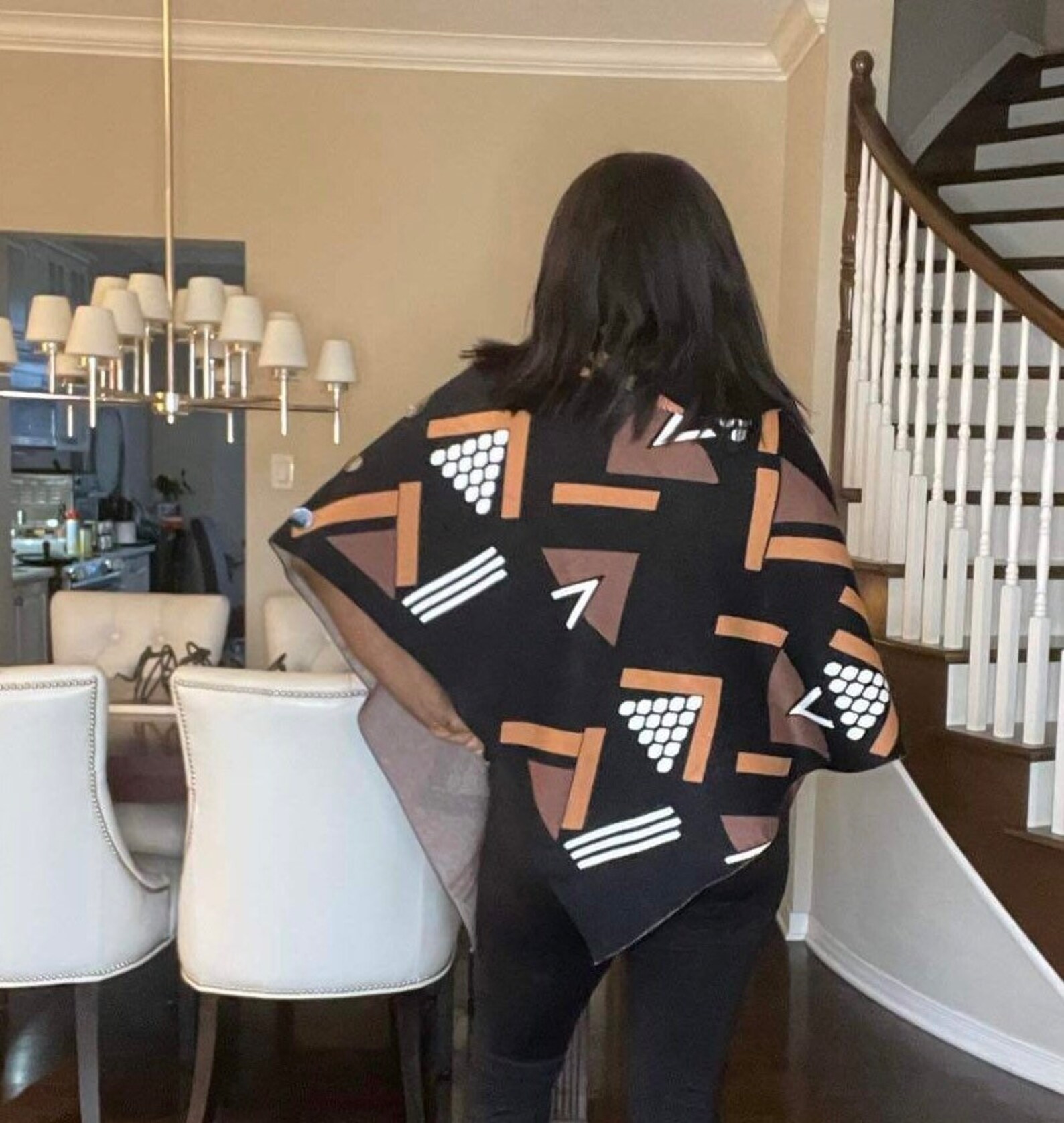 Knitted Mud Cloth Print Capes/ Bogolan Print Poncho/ Afro-centric ...