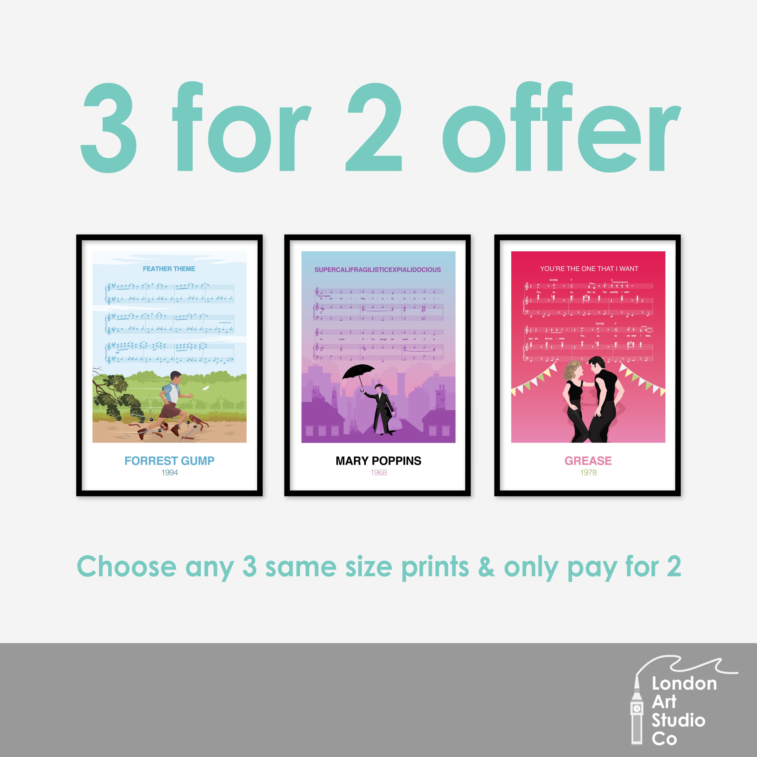 3 for 2 movie posters film print offermoney saving bundle | Etsy