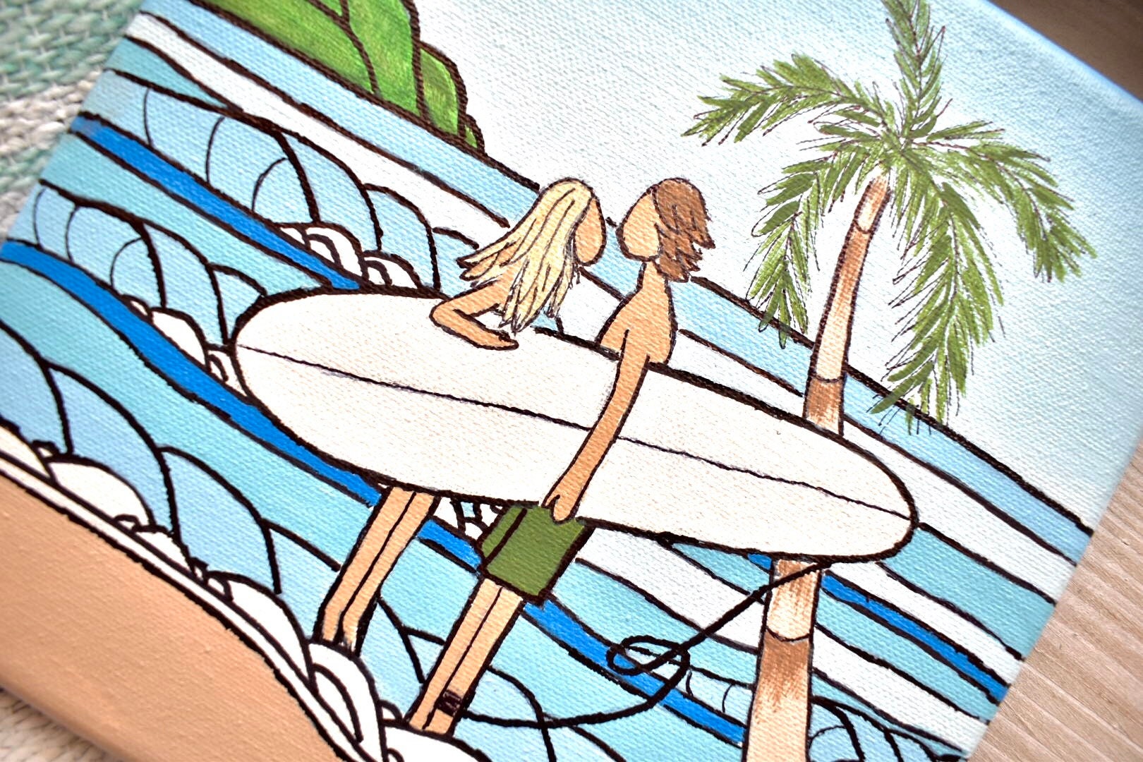 Custom Surfer Couple Portrait Personalized Wedding Gift | Etsy