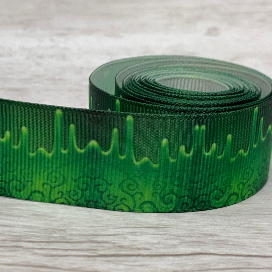 Green ribbon, 1 inch grosgrain ribbon, by the yard, 1 ribbon, ribbon ...