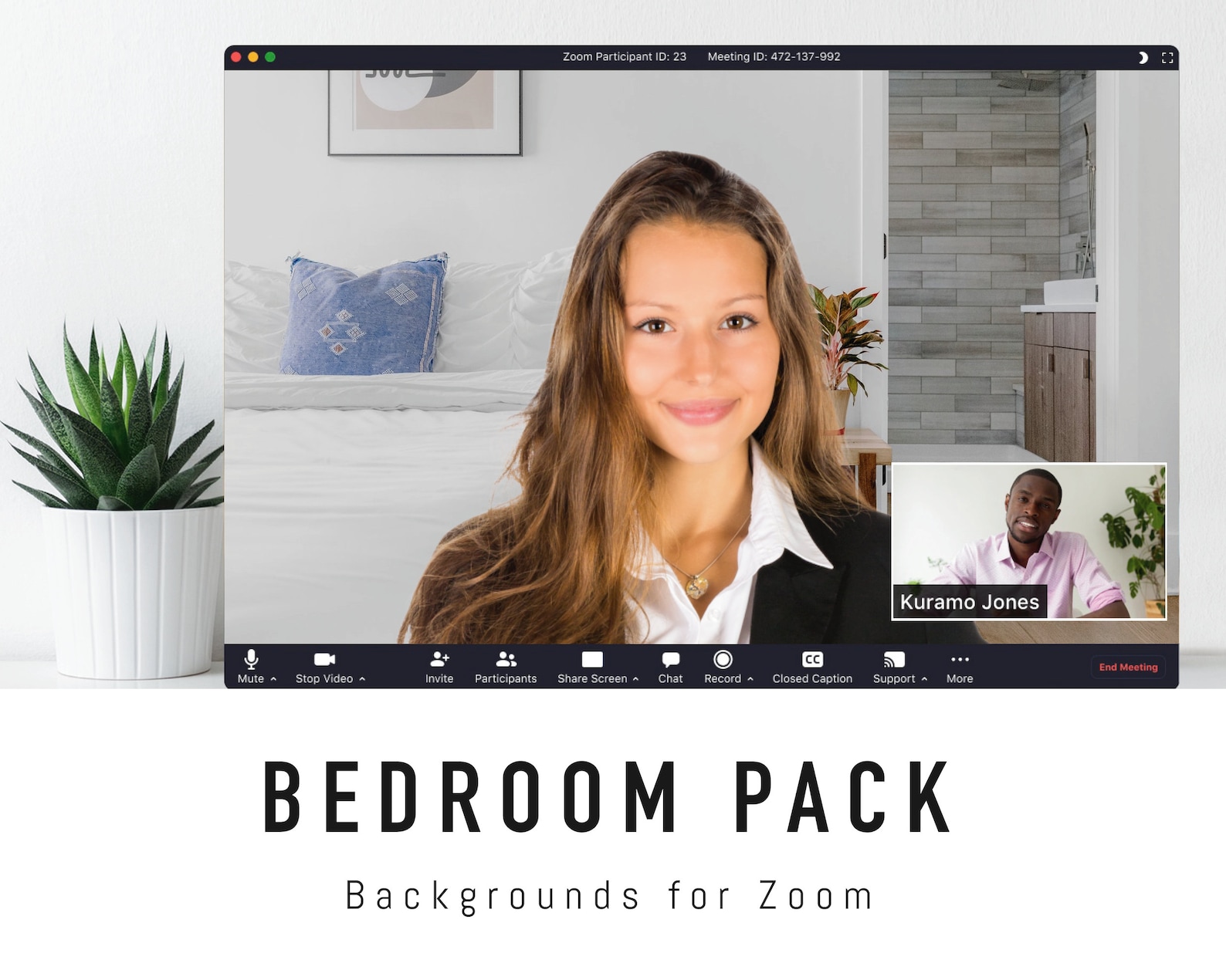 Bedroom Zoom Background Pack - 5 Bedroom Virtual Background Images for ...