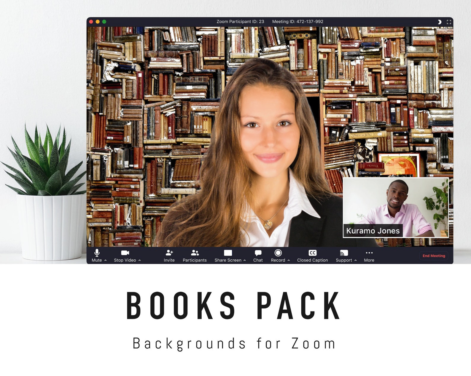 Books Zoom Background Pack - 5 Book Virtual Background Images for Zoom ...