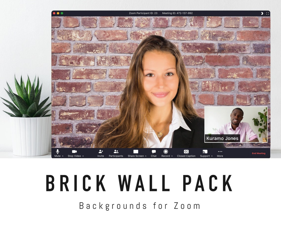 Brick Wall Zoom Background Pack - 5 Virtual Background Images for Zoom ...