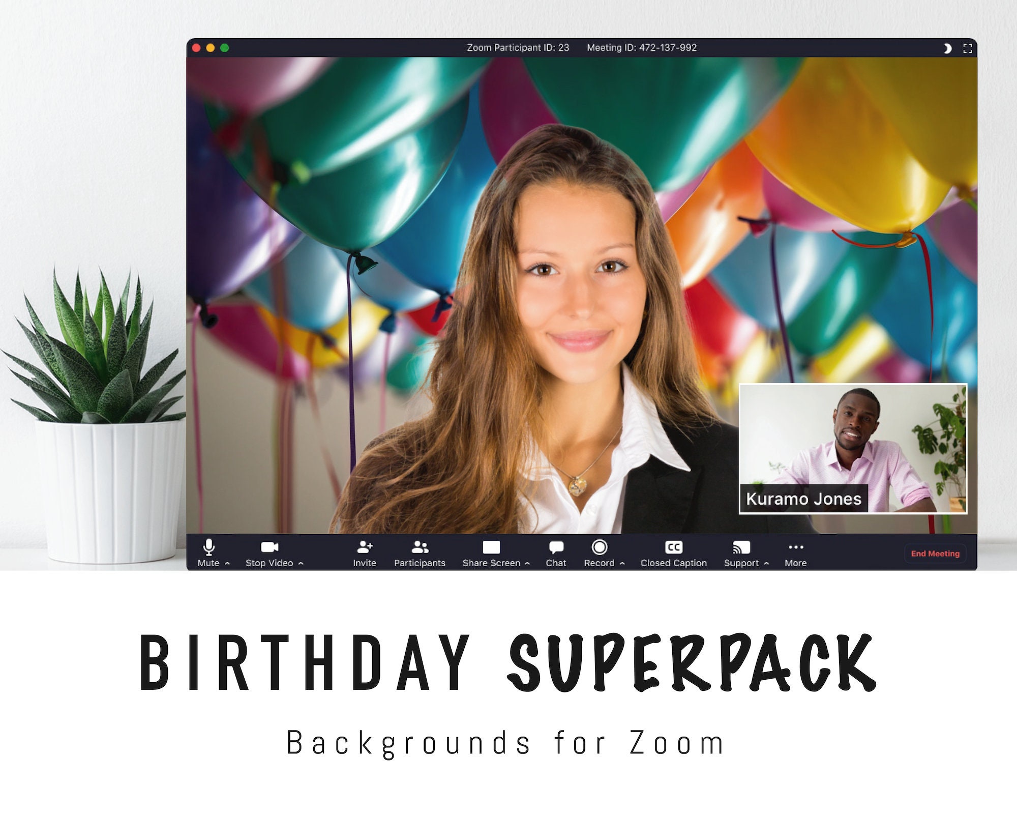 Birthday Zoom Background SUPERPACK - 12 Virtual Background Images for ...