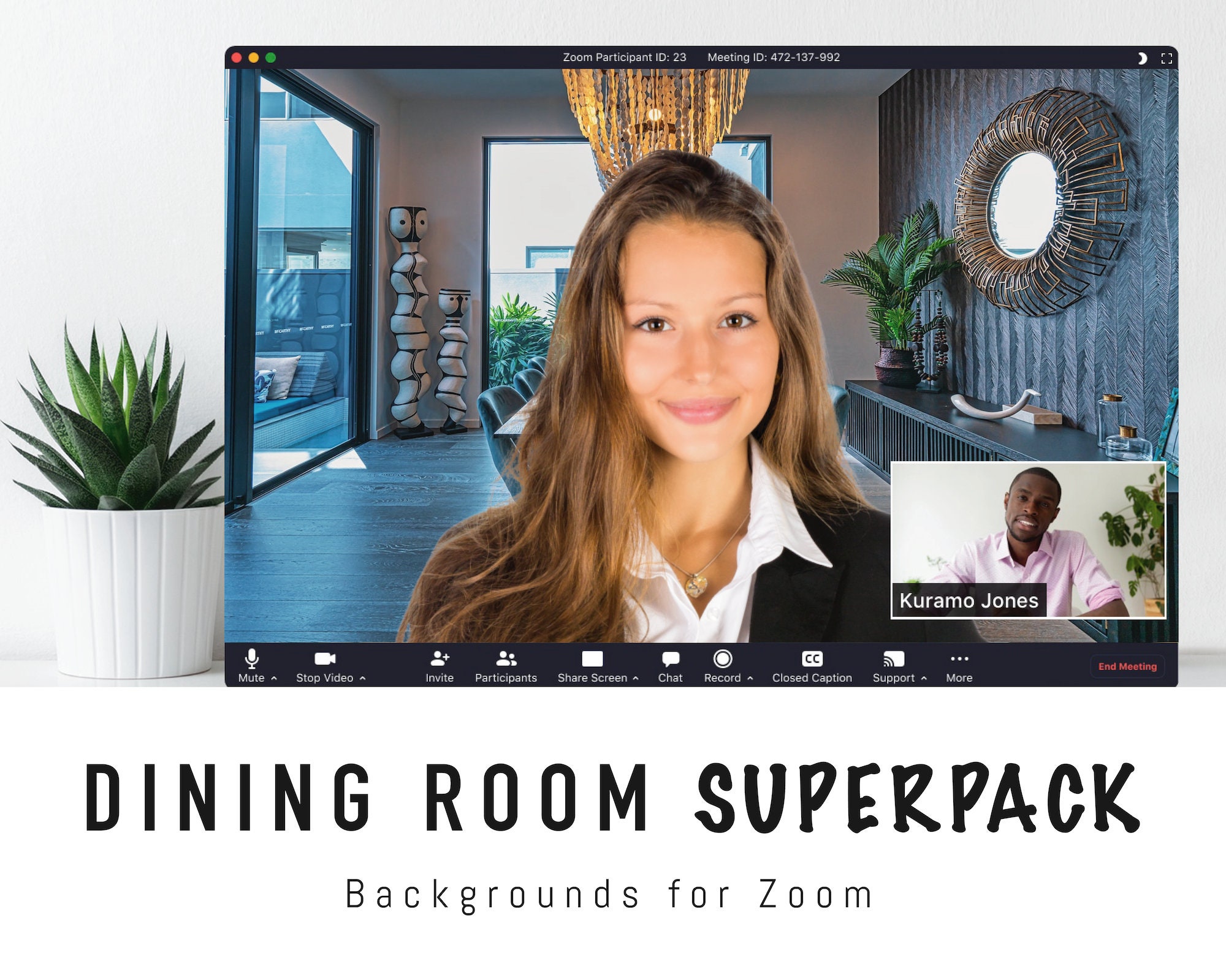 Dining Room Zoom Background SUPERPACK 12 Virtual Background Images for ...