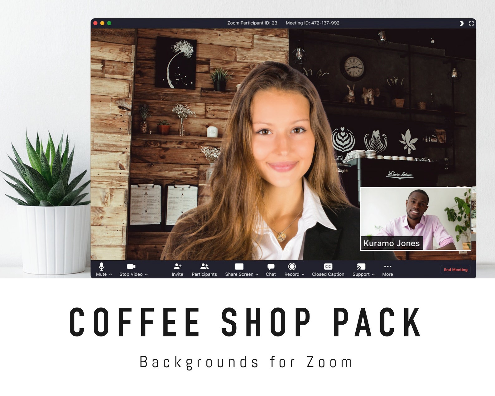 Coffee Shop Zoom Background Pack - 5 Cafe Virtual Background Images for ...