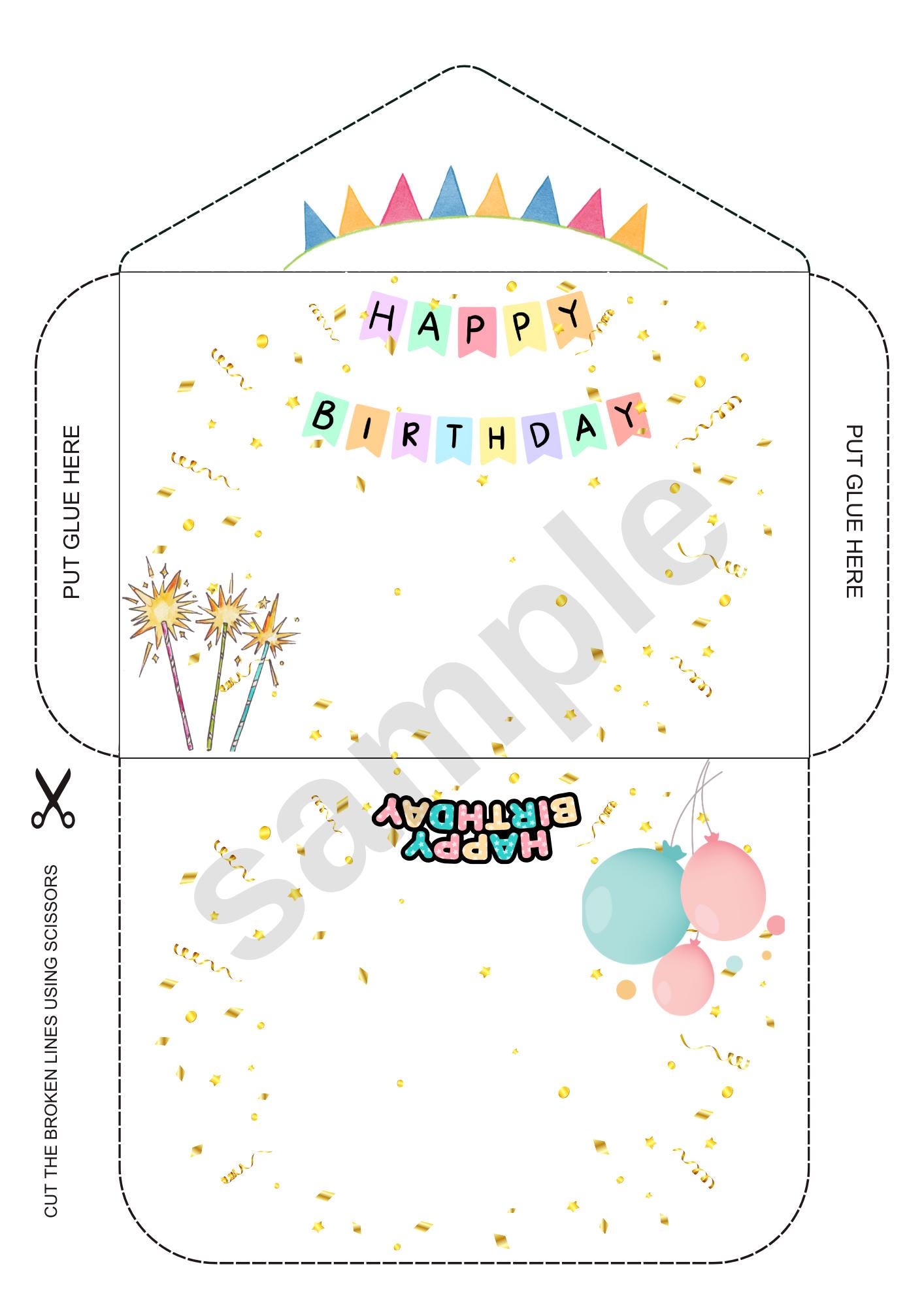 Printable Birthday Envelope Patterns Plus Greeting Paper Easy DIY Craft ...