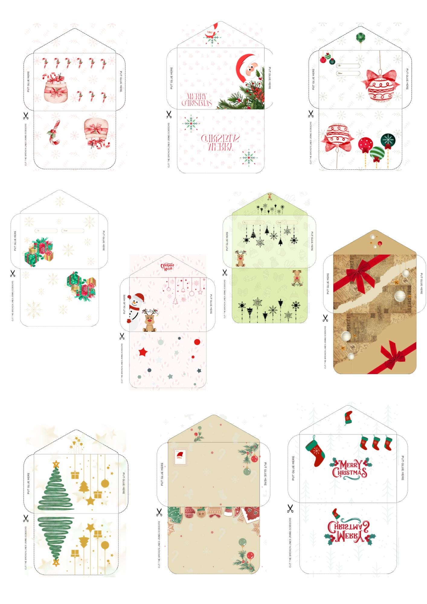 DIY Christmas Envelope Template – Holiday Patterns, Gift Tags (digital ...
