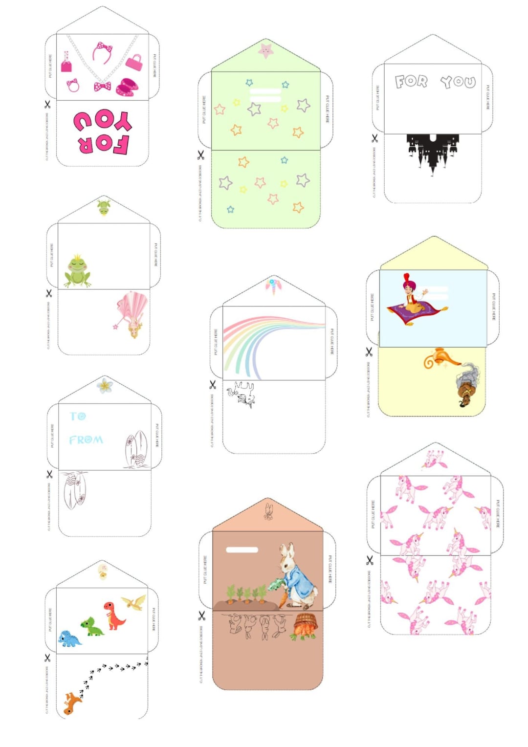 DIY Ready to Cut - Ornate Envelope Templates - Children Paper Craft ...