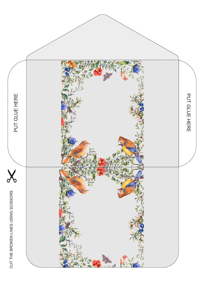 Printable Vintage Envelope Kit: Floral Bird Design (PDF) - Etsy