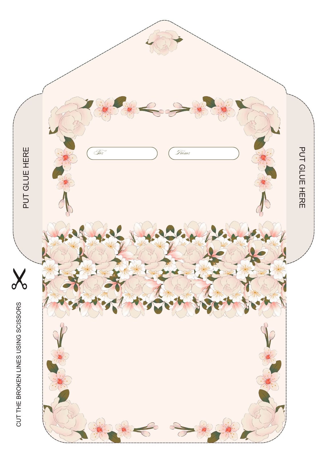 DIY Envelope Kit - Printable Template With Floral Patterns - Easy Cut ...