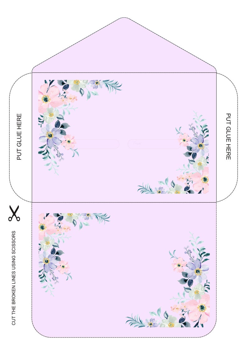 DIY Envelope Kit - Printable Template With Floral Patterns - Easy Cut ...
