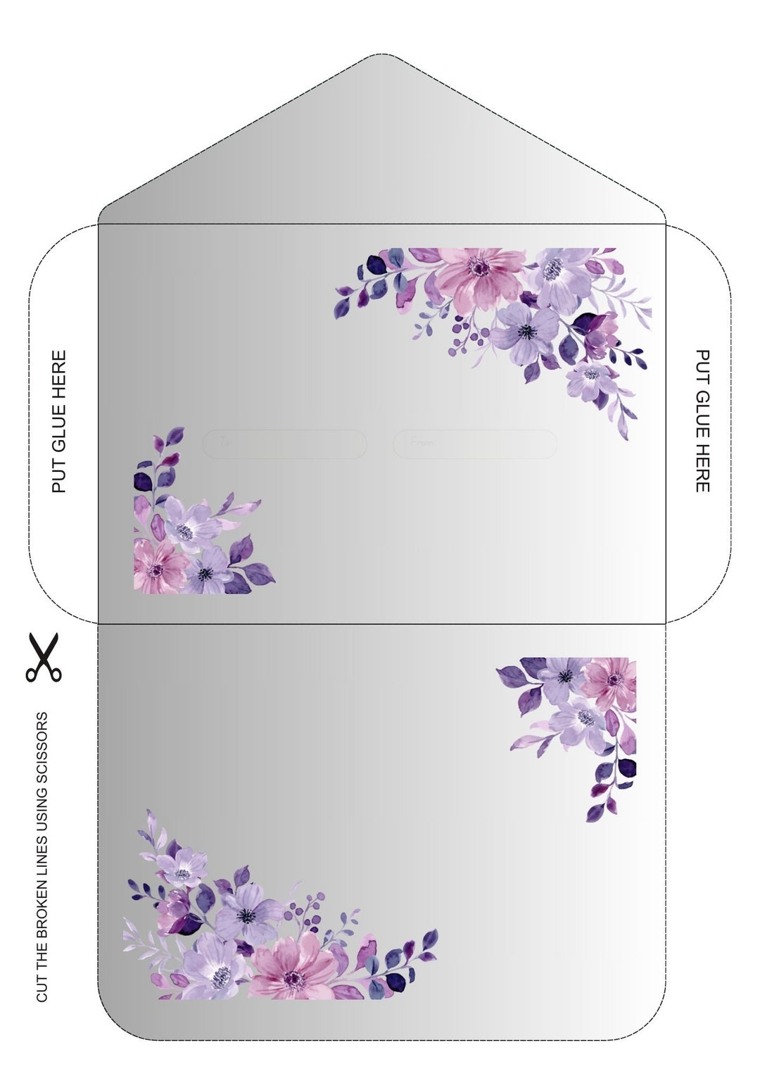 DIY Envelope Kit - Printable Template With Floral Patterns - Easy Cut ...