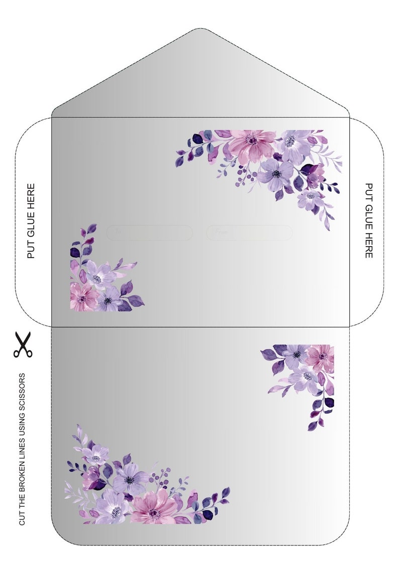 DIY Envelope Kit - Printable Template With Floral Patterns - Easy Cut ...