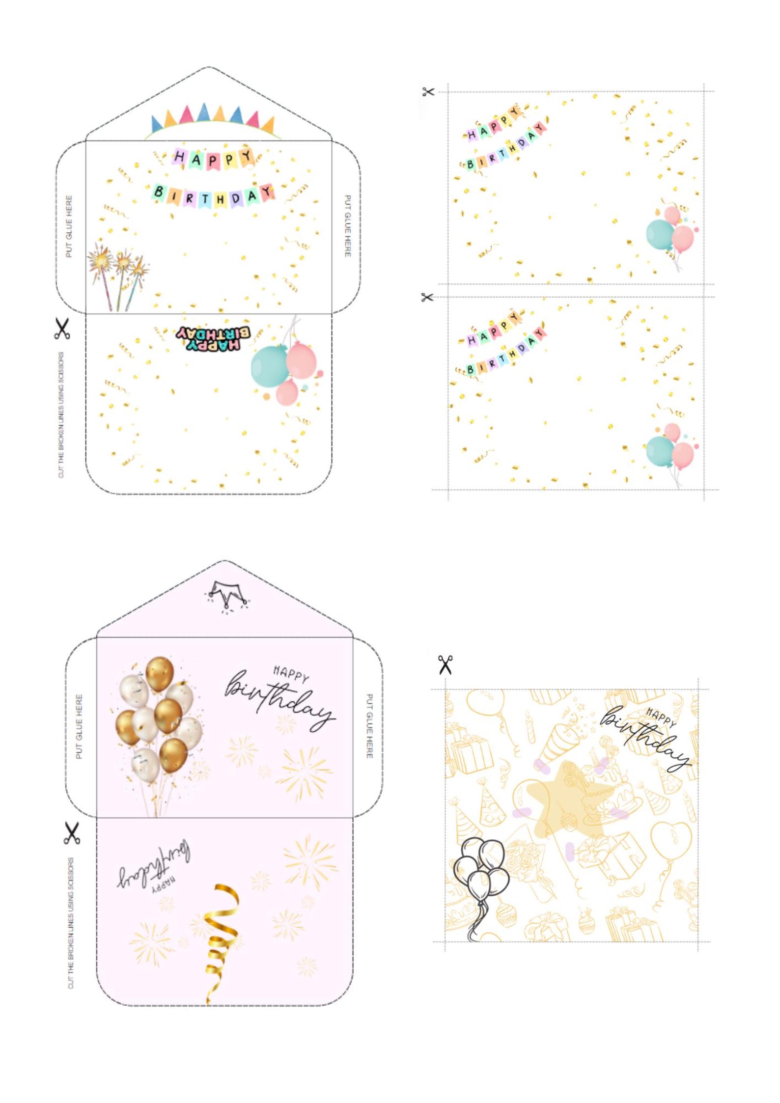 Printable Birthday Envelope Patterns Plus Greeting Paper Easy DIY Craft ...