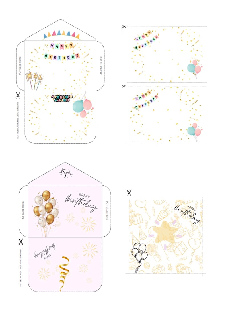 Printable Birthday Envelope Patterns Plus Greeting Paper Easy DIY Craft ...