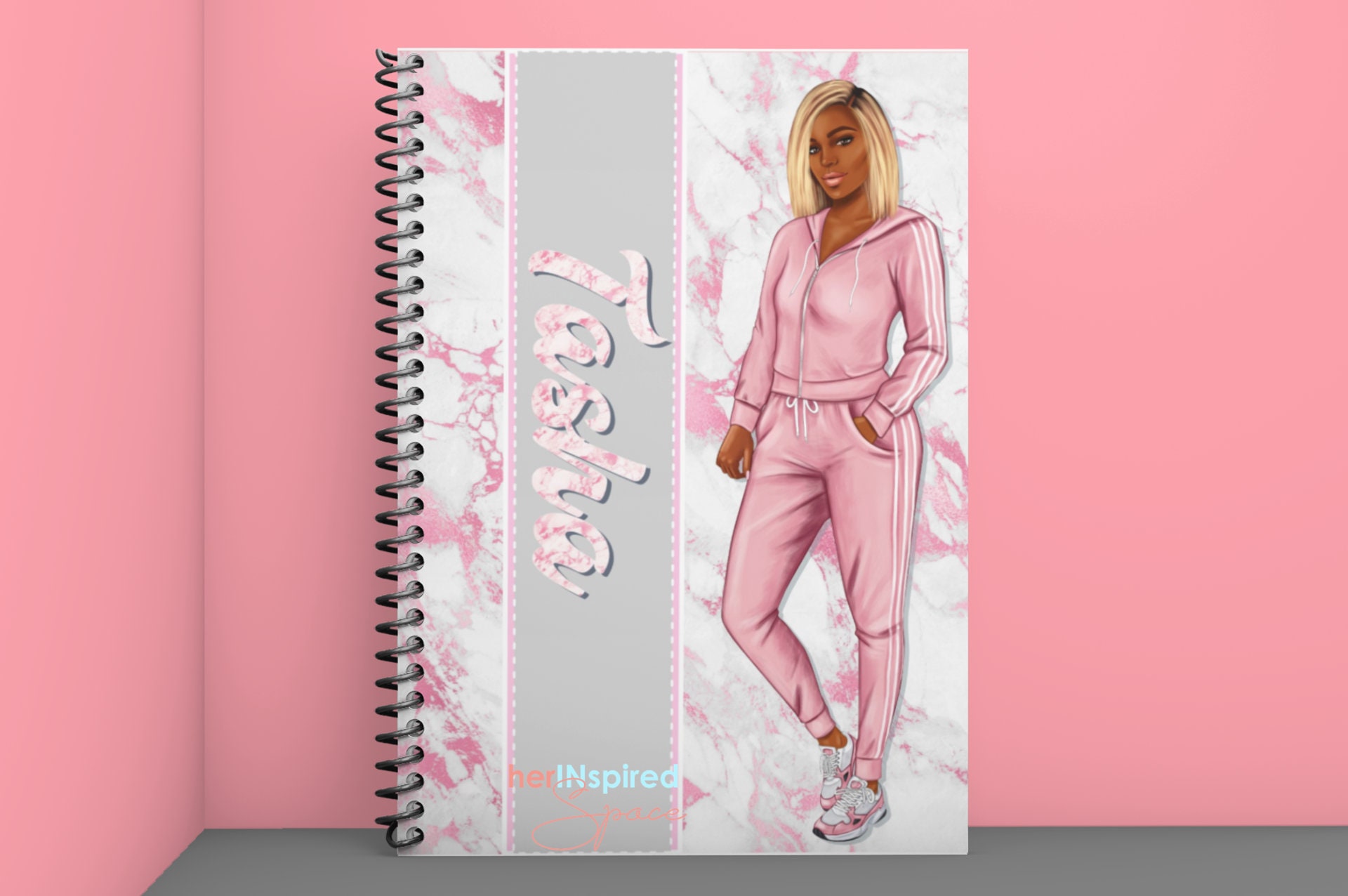 Custom Spiral Notebook, Personalized Notebook, Fashion Girl Notebook ...
