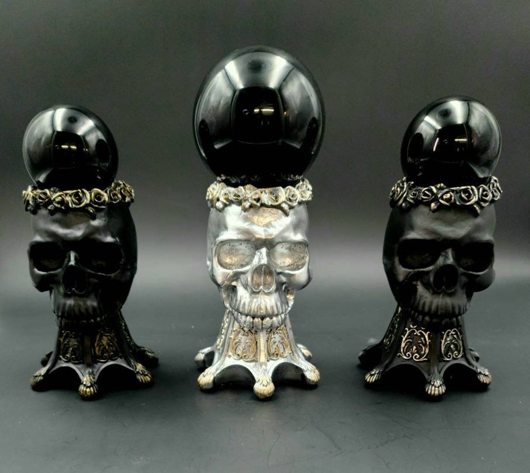 Skull Sphere Stand - Altar Decor, Crystal, Roses, Orb Holder, Display ...