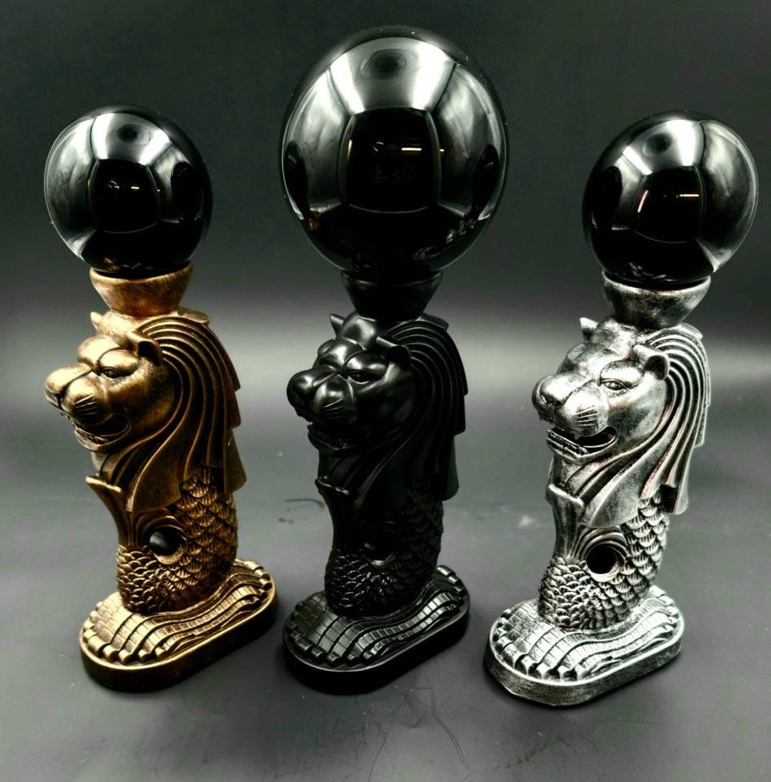 Merlion Sphere Stand - Altar Decor, Crystal, Mermaid, Fish, Orb Holder ...