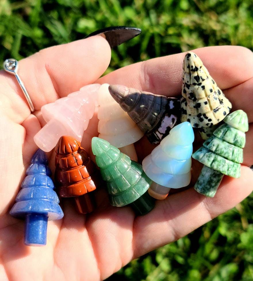 Mini Christmas Tree Crystals Yule Stone Carving Quartz - Etsy