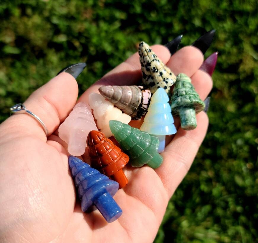 Mini Christmas Tree Crystals Yule Stone Carving Quartz - Etsy