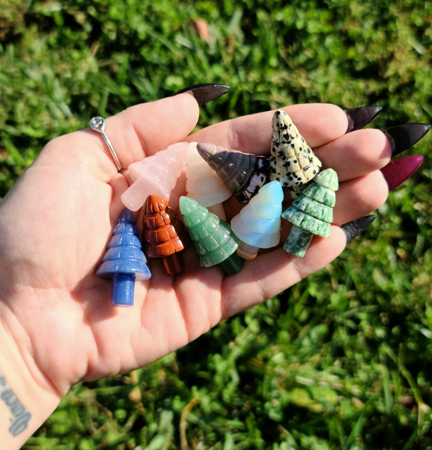 Mini Christmas Tree Crystals Yule Stone Carving Quartz | Etsy