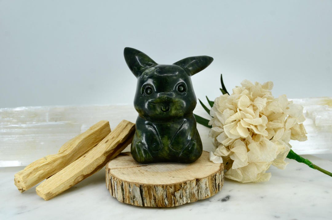 Pikachu Inspired Green Jade Carving - Etsy