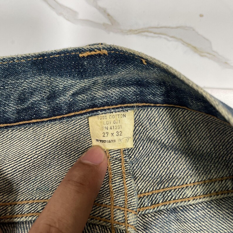 RRL Ralph Lauren Double RL Selvedge Redline Washed Distressed Vintage 1980s Straight Leg Denim ...