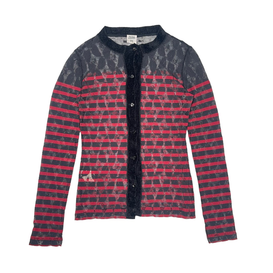 Jean Paul Gaultier JPG Femme Floral Mesh Velvet Textured Striped ...