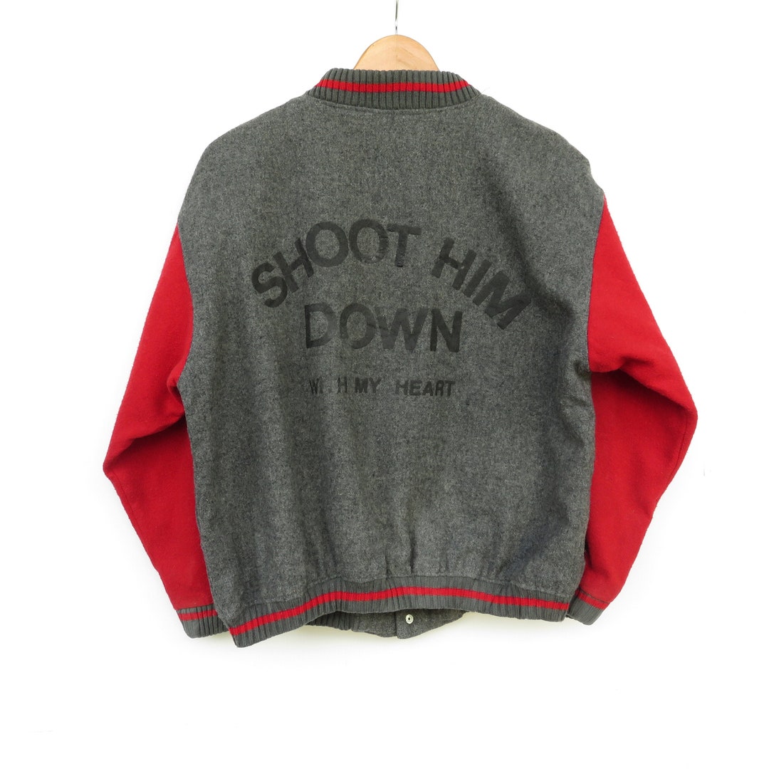 Vintage Varsity Wool Jacket 'shoot Him Down With My Heart' Quote 90s ...