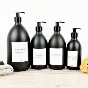 White Label Collection 300ml/500ml/1ltr Matte Black Reusable Glass ...