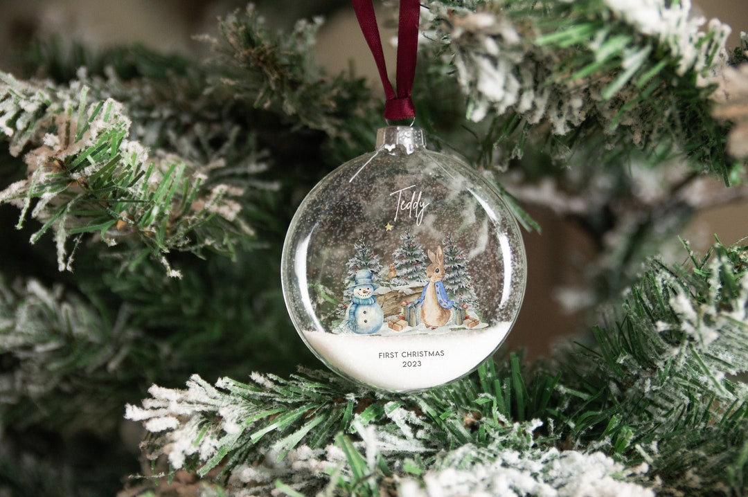 Personalised First Christmas Rabbit Decoration Glass I Christmas ...
