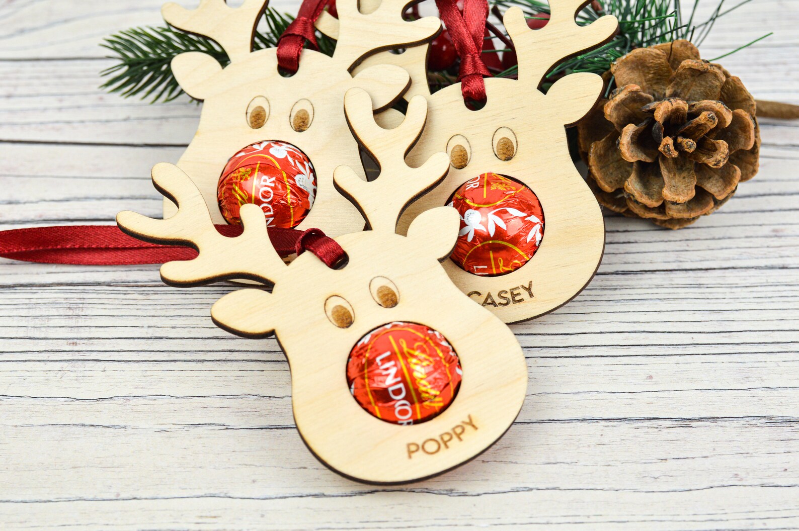 Personalised Lindt Lindor Reindeer Christmas Decorations I - Etsy