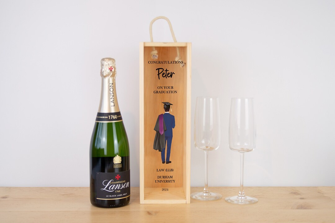 Personalised Graduation Bottle Box I Wine Champagne Box Wooden Bottle ...