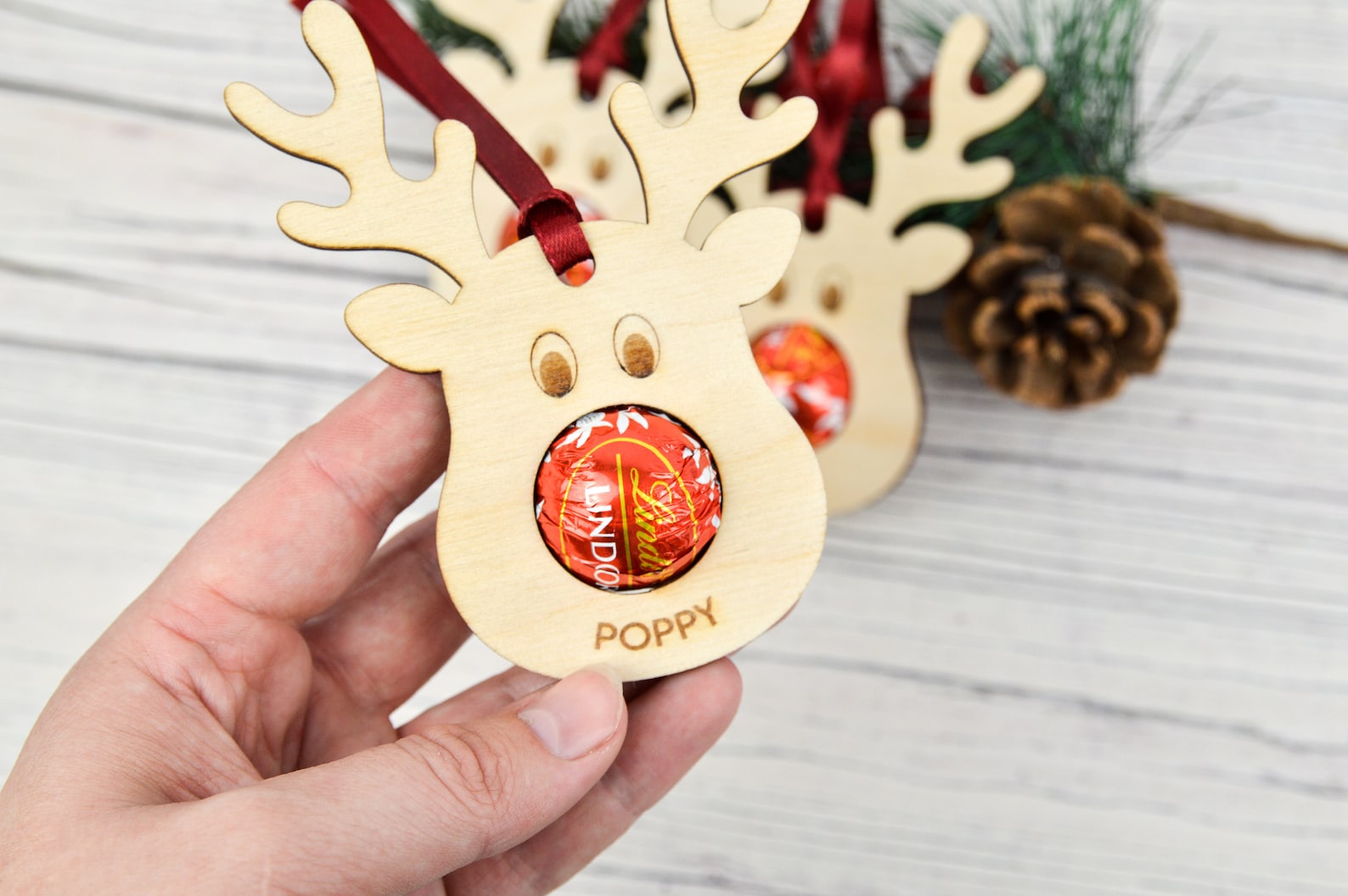 Personalised Lindt Lindor Reindeer Christmas Decorations I - Etsy