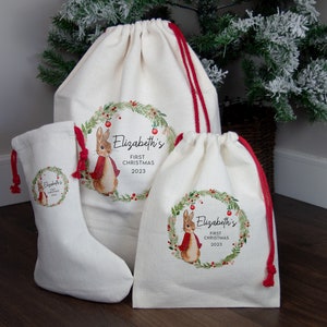 Personalised First Christmas Rabbit Sack I Christmas Sack, Babys First ...