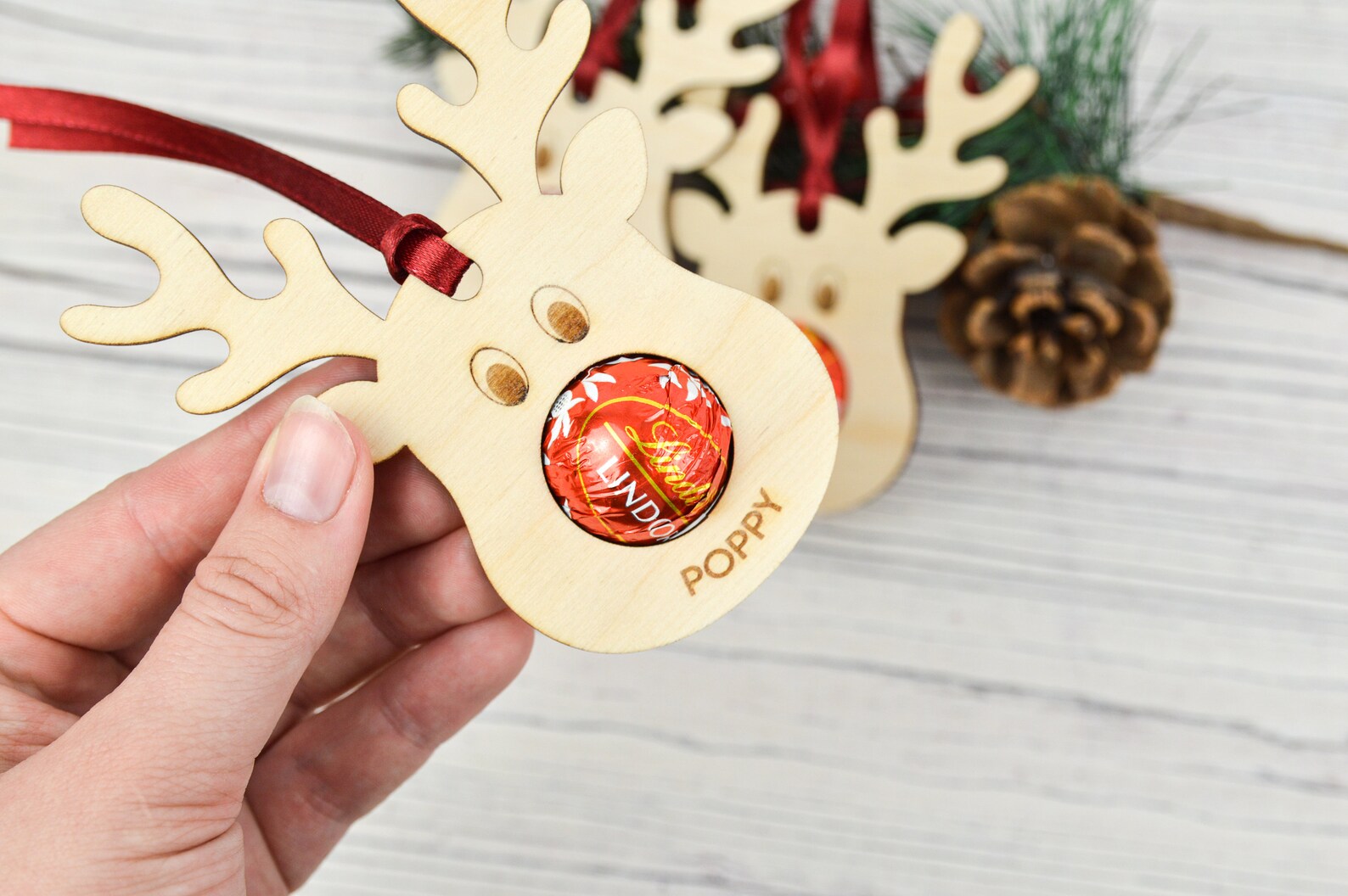 Personalised Lindt Lindor Reindeer Christmas Decorations I - Etsy