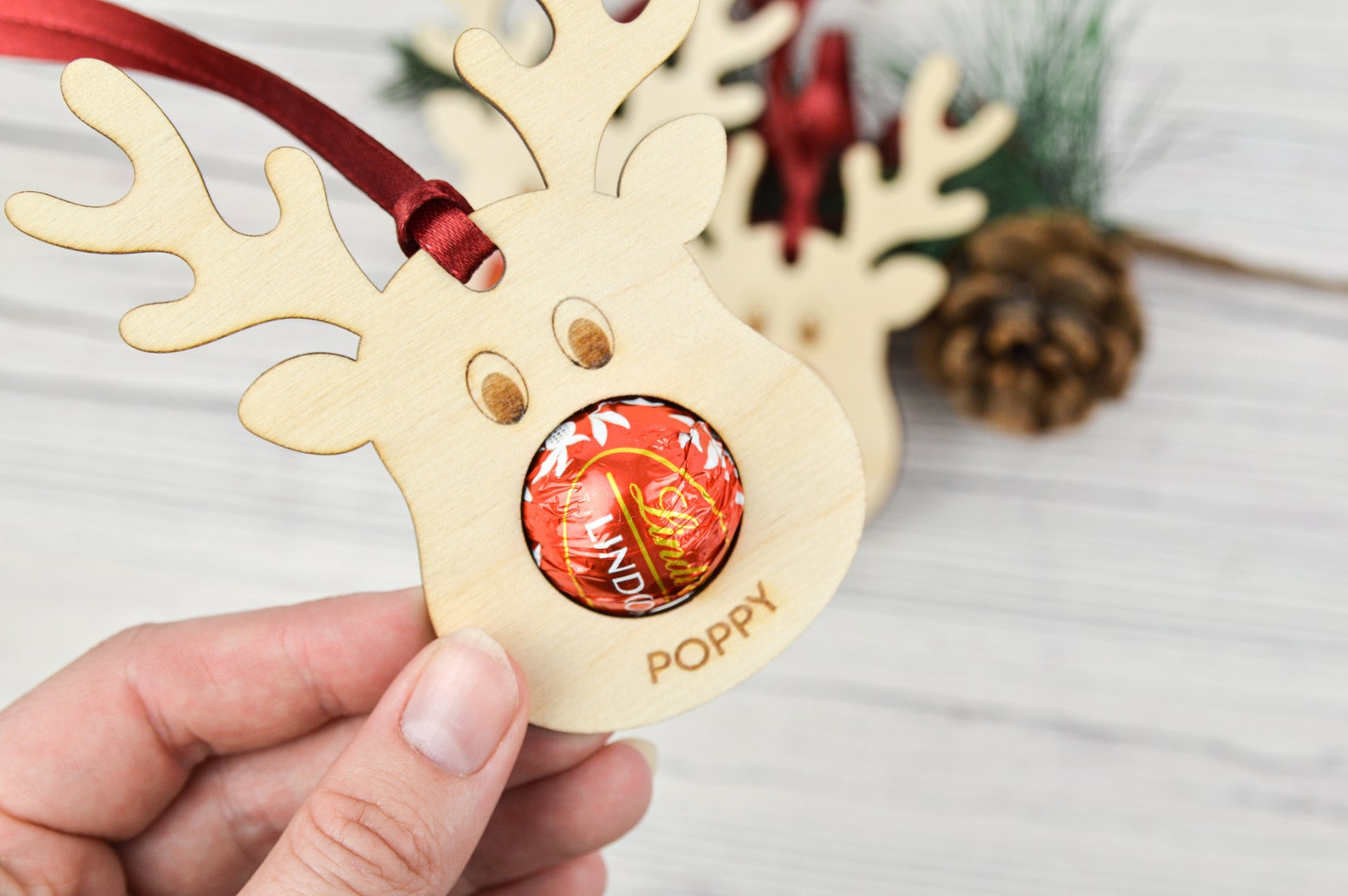 Personalised Lindt Lindor Reindeer Christmas Decorations I - Etsy