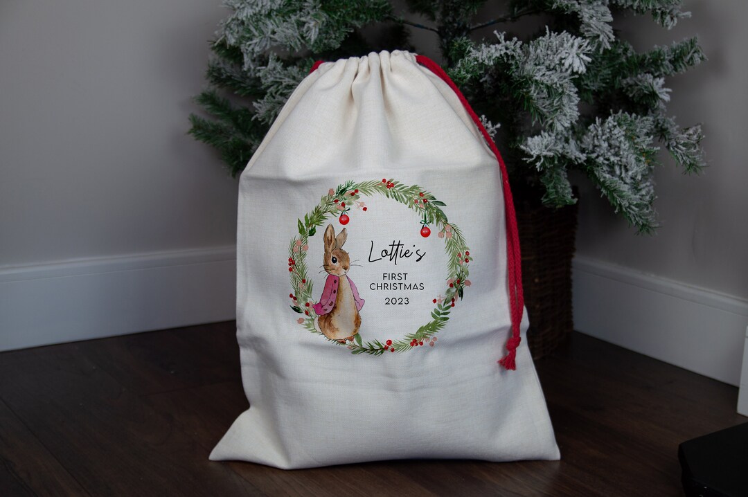 Personalised First Christmas Rabbit Sack I Christmas Sack, Babys First ...