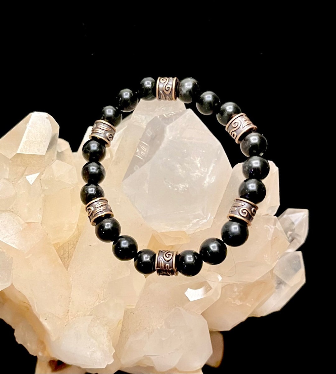 Elite Shungite 10 Mm and 100% Copper Beaded Bracelet Powerful 5G/EMF ...