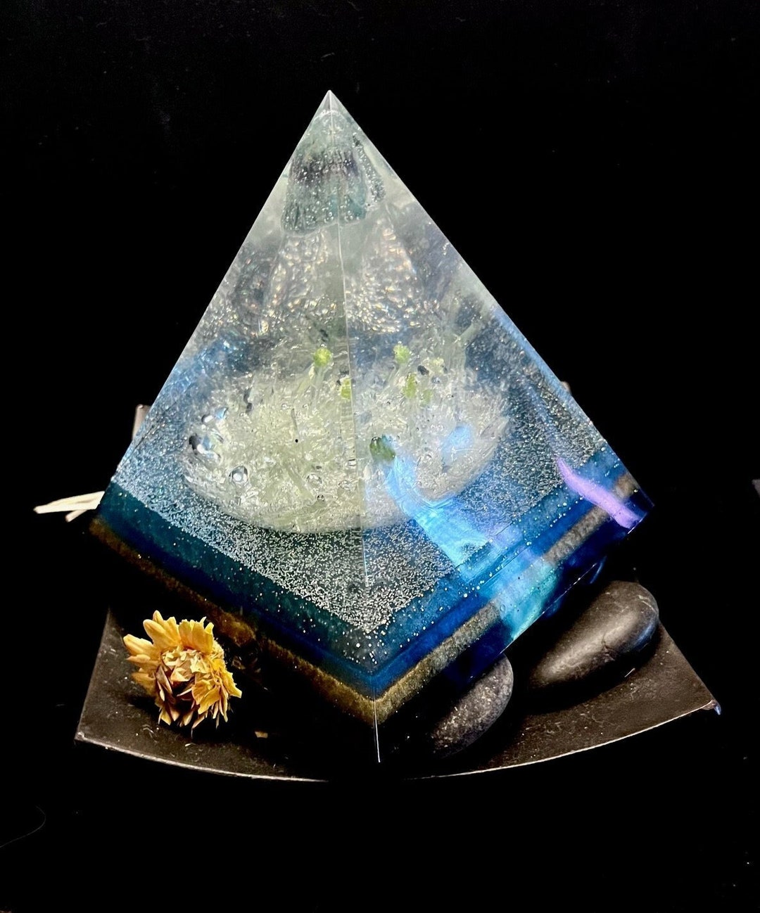 Large Shungite Orgonite Crystal Pyramid With Fluorite and Home Grown ...