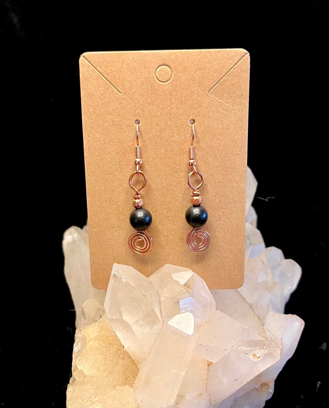 Genuine Shungite and 100% Copper EMF Protection Beaded Earrings ...
