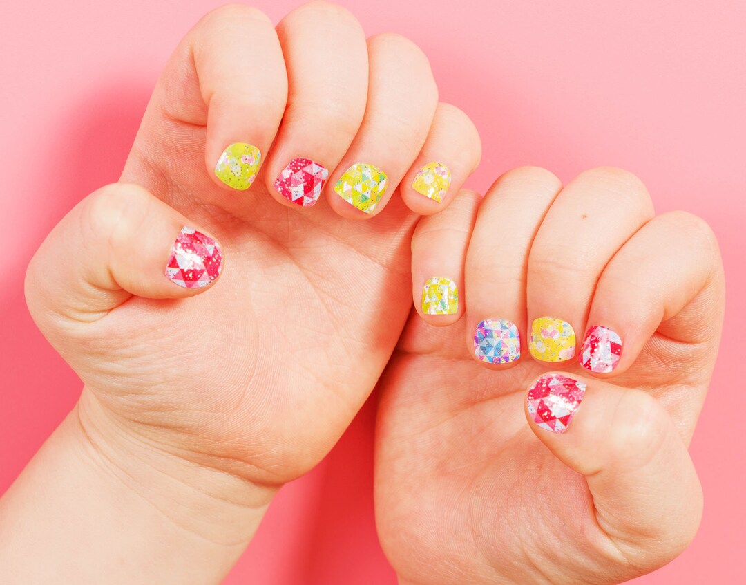 Glitter Pastel Nail Wraps for Kids | 30 Nail Stickers With Nail File ...