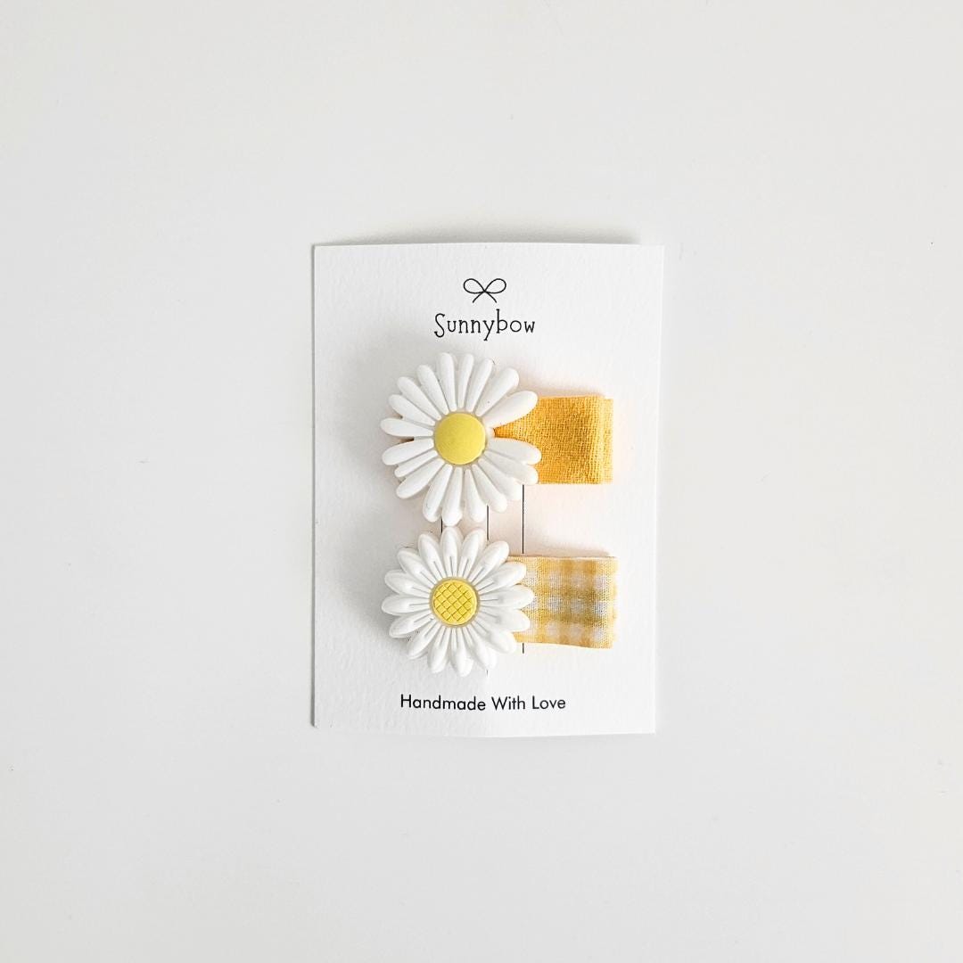 Yellow Daisy Hair Clips for Baby Fringe Hair Pigtail Clips Flower ...